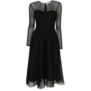 NISSA Flock Print Bodycon Midi Dress