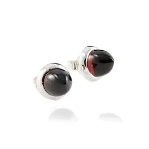 THE JEWELLERY STORE LONDON Sterling Silver Wine Garnet Stud Earrings - Silver/red
