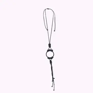 METAMORPHOZA Braided Rope Pendant Necklace - Black