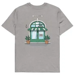 ANCHOR & CREW Heather Gustatory Coffee & Chats Organic Cotton Embroidered T-shirt - Grey