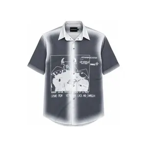 MYSIMPLICATED Short Sleeve Shirt With Laos Design - White/grey