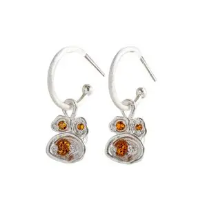 CLAIRE HILL DESIGNS Citrine Lichen Hoop Earrings - Silver