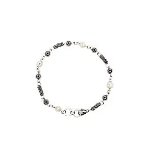 MHART Pearl And Stainless Steel Link Bracelet - Silver