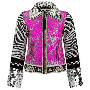 BOUTIQUE KAOTIQUE Sleeveless Sequin Embellished Jacket - Purple