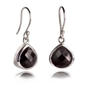 THE JEWELLERY STORE LONDON Pear-Shaped Black Onyx Dangle Earrings