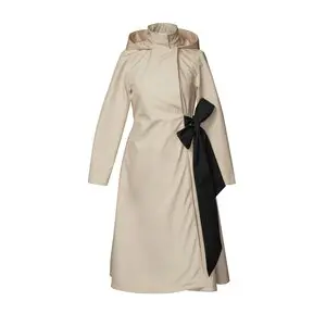 RAINSISTERS Beige A-line Coat With Bow Detail - Brown