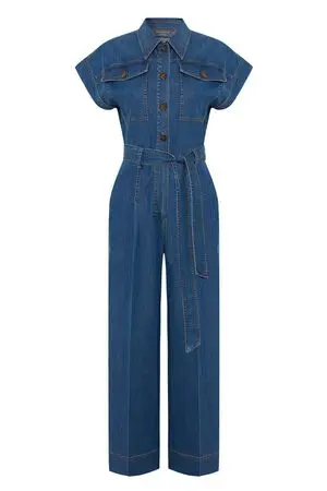 EXQUISE Regular Wide-leg Josephine Jumpsuit - Blue