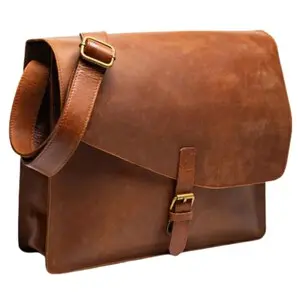 HIDES LEATHER CO. Handmade Leather Briefcase - Brown