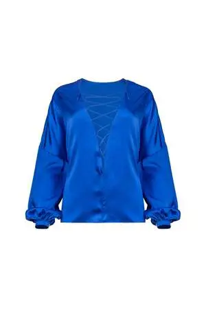 HELENE GALWAS Ivana Satin Silk Blouse