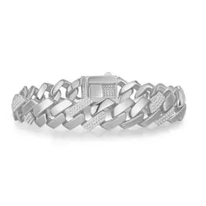 GENEVIVE Cubic Zirconia Cuban Link Bracelet - Silver