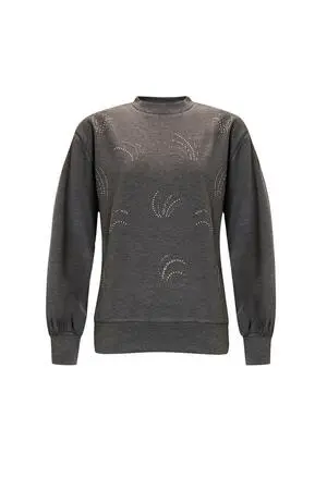 EXQUISE Embellished Patterned Sweatshirt