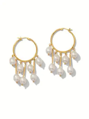 JAREDJAMIN Daniela Dangle Hoop Pearl Earrings - Gold/white