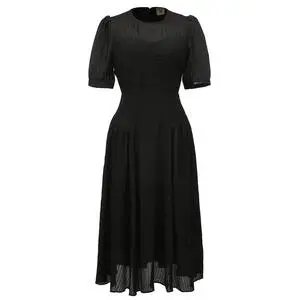SMART AND JOY Bi-material Fit-and-flare Bustier Cut Dress - Black