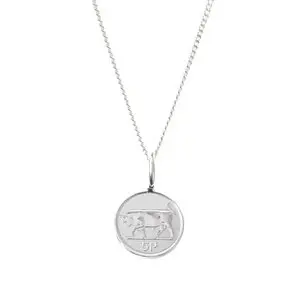 KATIE MULLALLY Irish 5p Coin Charm Necklace - Silver