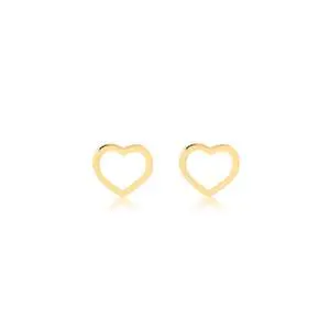 SOLIO JEWELLERY 18k Solid Gold Heart Stud Earrings - Gold/yellow