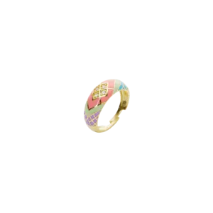 SPERO LONDON Enamel Diamond Sterling Silver Dome Ring - Pink