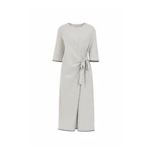 LOU&UP (FORMERLY LOUP CLOTHING) Cotton Stitch Wrap Dress - Grey