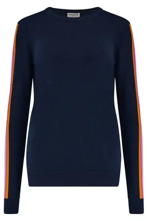 SUGARHILL BRIGHTON Rita Striped Sleeve Sweater - Blue
