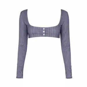 BELLETAGE SWIMWEAR The Ivy Cropped Mini Blazer Top - Blue/grey