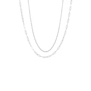 SPERO LONDON Paperclip Chains Sterling Layering Necklace Set - Silver
