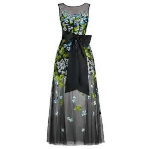 Mac Duggal Floral Embroidered Corset Gown With Bow
