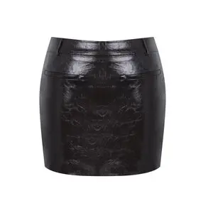 MISS CIRCLE NEW YORK Vivian Faux Leather Mini Skirt - Brown