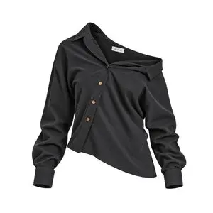 Sab Studio Asymmetric Button Up Shirt - Black