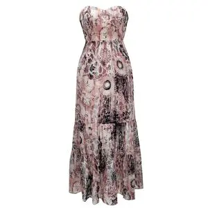 SMART AND JOY Bustier Abstract Floral Print Maxi Dress - Pink