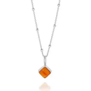 NELLOU JEWELLERY Diamond Carnelian Sterling Necklace - Silver