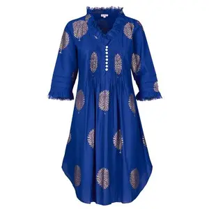 AT LAST... Cotton Annabel Tunic - Blue