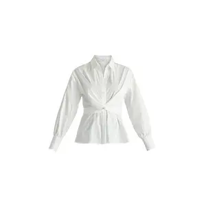 PAISIE Wrap-tie Waist Shirt - White