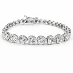 PEARL CODE Heart Tennis Bracelet With Cubic Zirconia - Silver