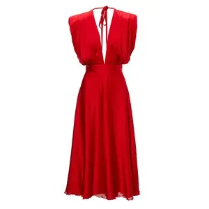 BLUZAT Draped Midi Dress