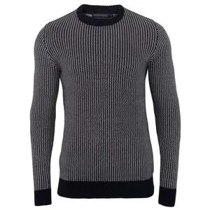 PAUL JAMES KNITWEAR Cotton Tuck Stitch Jumper - White/blue