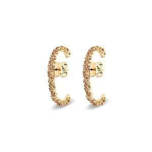 SALLY SKOUFIS Gold Vermeil Cosmic Earrings With Champagne Diamonds - Gold/yellow