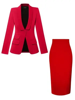 TIA DORRAINE Blazer And Skirt Suit - Red
