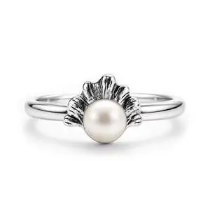 UNALOE Adjustable Shell Ring With Pearl - Silver/white