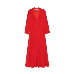 NISSA Crepe Midi Dress - Red