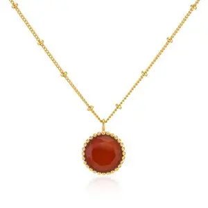 AUREE JEWELLERY Barcelona July Birthstone Carnelian Necklace - Gold/yellow