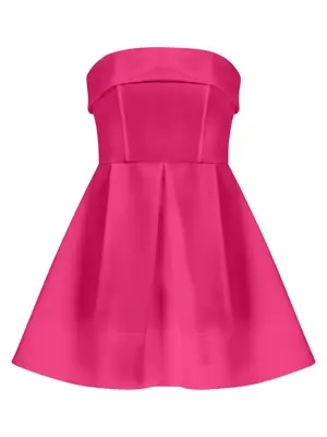 TIA DORRAINE Wild Flower Flared Satin Mini Dress - Pink