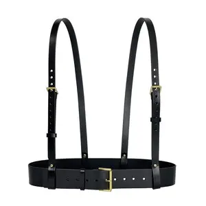 HAUTE CUIR Leather Suspender Harness - Black