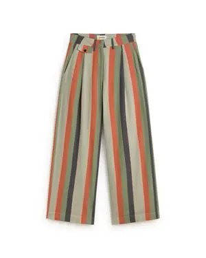 THINKING MU Striped Wide-leg Pants