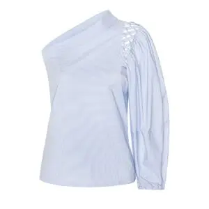 LAHIVE One-shoulder Lattice Sleeve Top