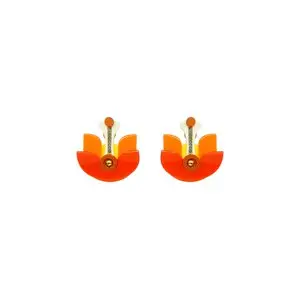 GISSA BICALHO Lotus Flower Acrylic Earrings - Orange