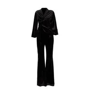 LIA ARAM Draped Velvet Two-piece Suit