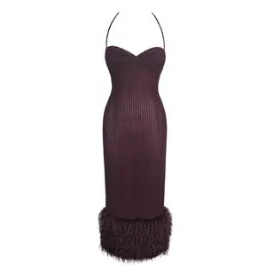 Faux Fur and Lace Panel Dresses