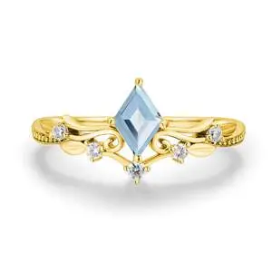 AZURA JEWELRY NEW YORK Victorian Lace Sky Blue Topaz Vermeil Ring - Gold