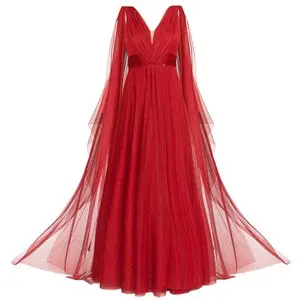ANGELIKA JOZEFCZYK Tulle Evening Gown With Slit - Red
