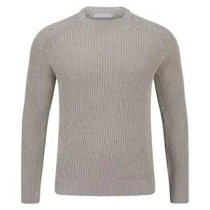 PAUL JAMES KNITWEAR Heavyweight Cotton Fisherman Rib Knit Jumper - Gray
