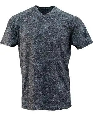 LORDS OF HARLECH Maze Tribune Paisley V-neck Tee - Grey